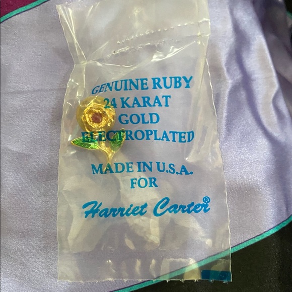 Vintage | Jewelry | Nwt Harriet Carter Gold Ruby Rose Lapel Pin | Poshmark